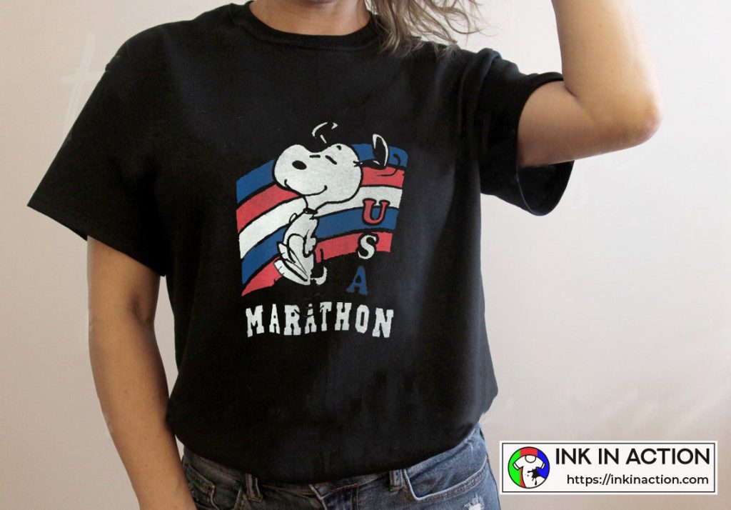Peanuts Snoopy USA Marathon Vintage Graphic Tee - Print your thoughts ...