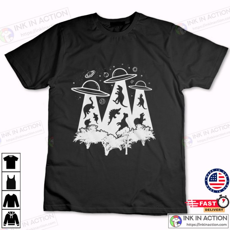 Dinosaur Alien Abduction Men's Shirts - Print your thoughts. Tell your ...