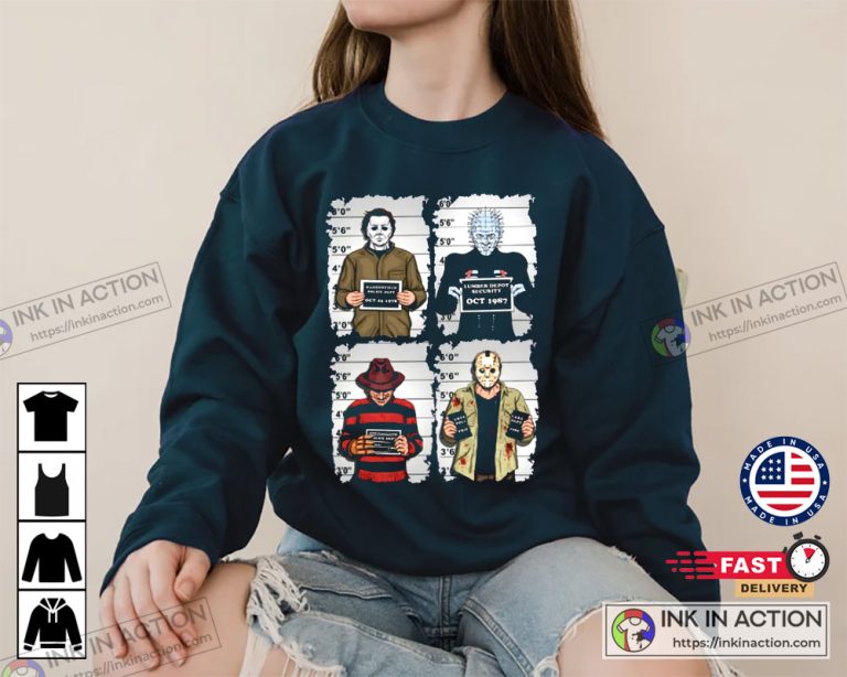Halloween Horror Mugshot Classic Horror Characters Spooky Shirt - Print ...