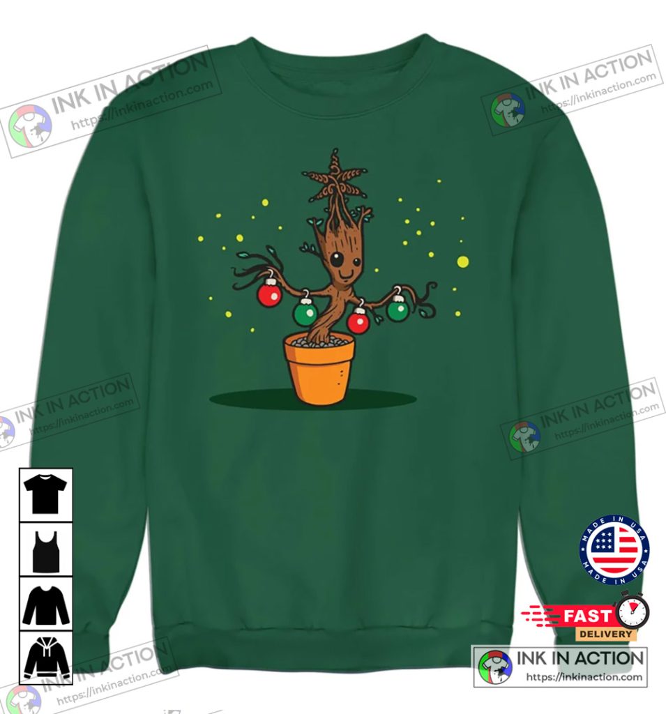 Baby Groot Xmas Tree Christmas Jumper Sweater - Print your thoughts ...