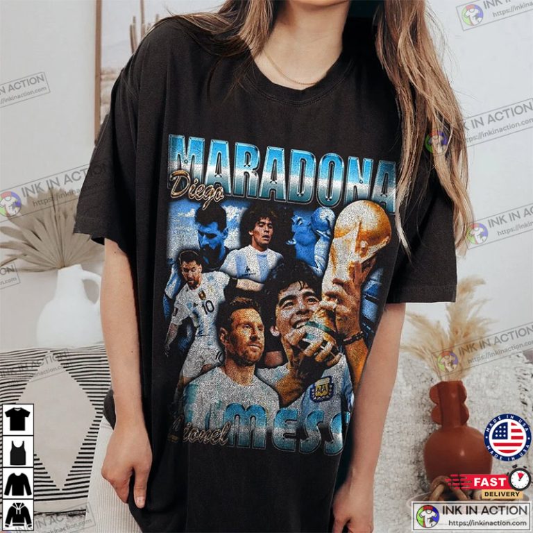 Lionel Messi Diego Maradona 90s Vintage Shirt Argentina Legends Shirt ...
