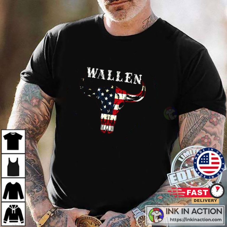 American Flag Wallen Cow Skull Music Shirt - Print your thoughts. Tell ...