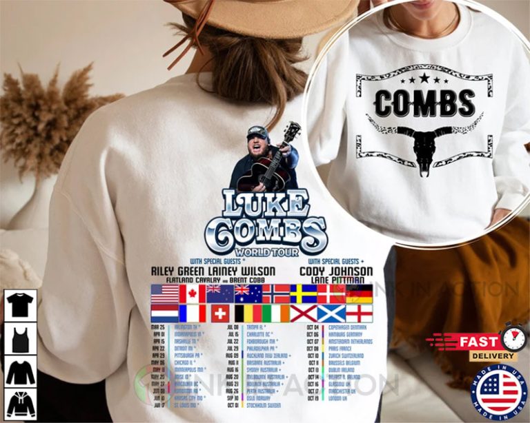 Luke Combs World Tour 2023 T-Shirt, Country Music Concert - Print your ...