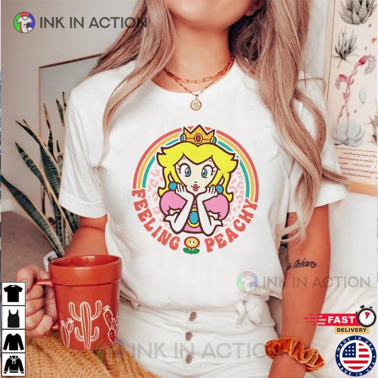 Retro Princess Peach Mario, Feeling Peachy Super Mario Birthday Shirt ...