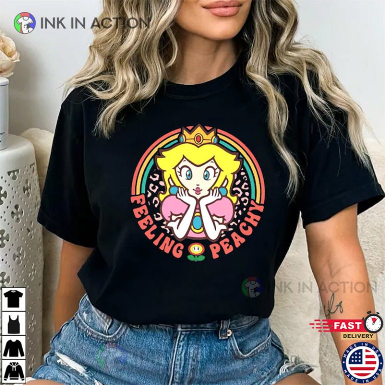 Retro Princess Peach Mario, Feeling Peachy Super Mario Birthday Shirt ...