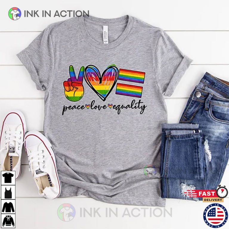 Peace Love Equality Rainbow Flag Shirt, Pride Month - Print your ...