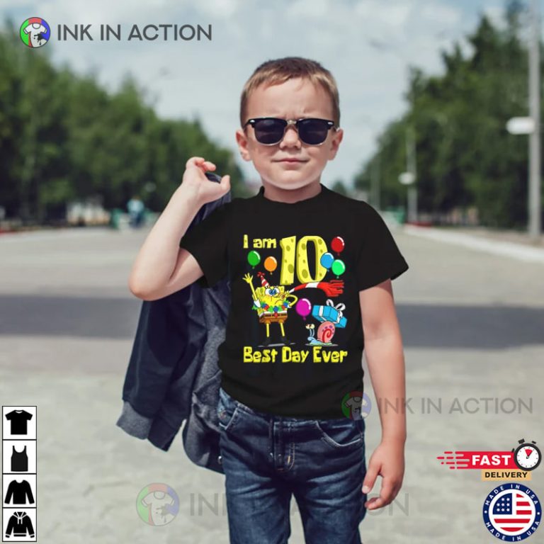 SpongeBob I Am 10 Years Old Birthday Party, 10th Birthday Shirt - Print your thoughts. Tell your ...