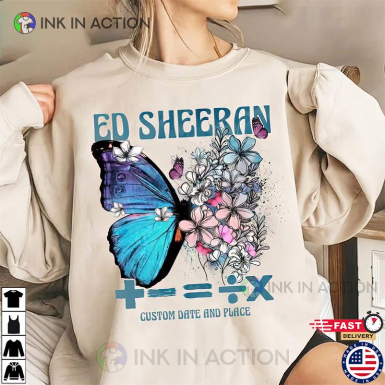 Vintage Butterfly Ed, Ed Sheeran Concert 2023 Custom T-shirt - Print ...