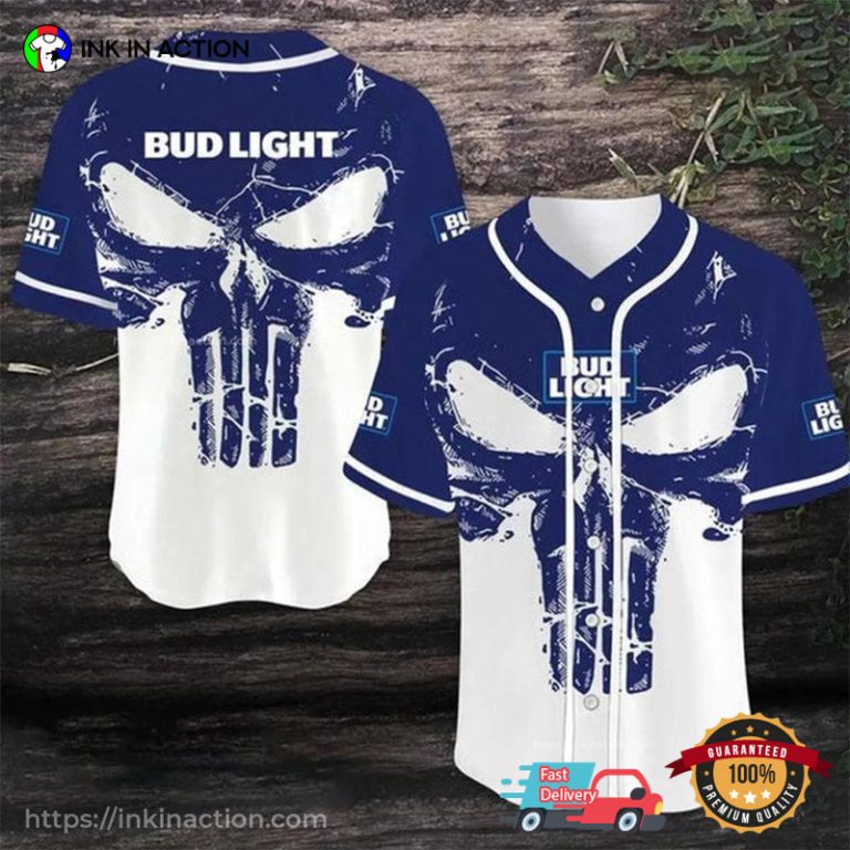 Bud Light Punisher Skull Baseball Jersey - Print your thoughts. Tell ...