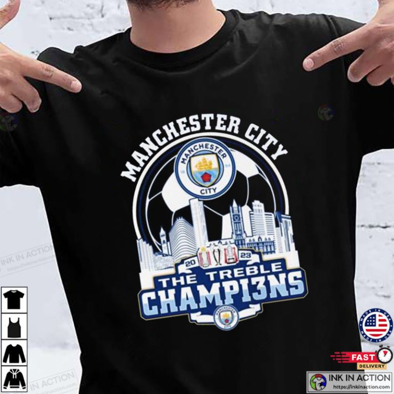 Manchester City 2023 The Treble Champions Graphic Tee Shirts - Print ...