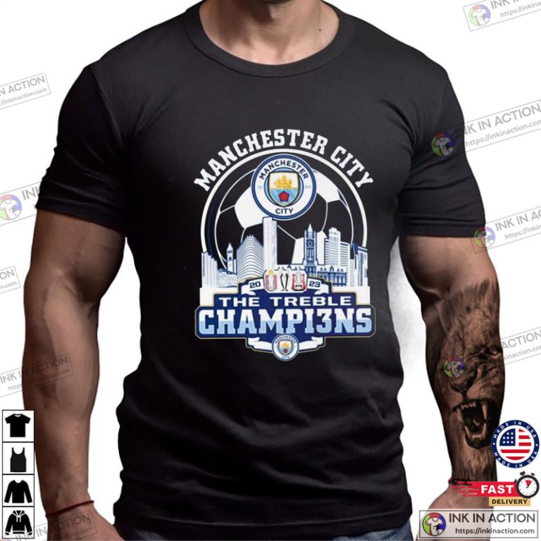 Manchester City 2023 The Treble Champions Graphic Tee Shirts - Print ...
