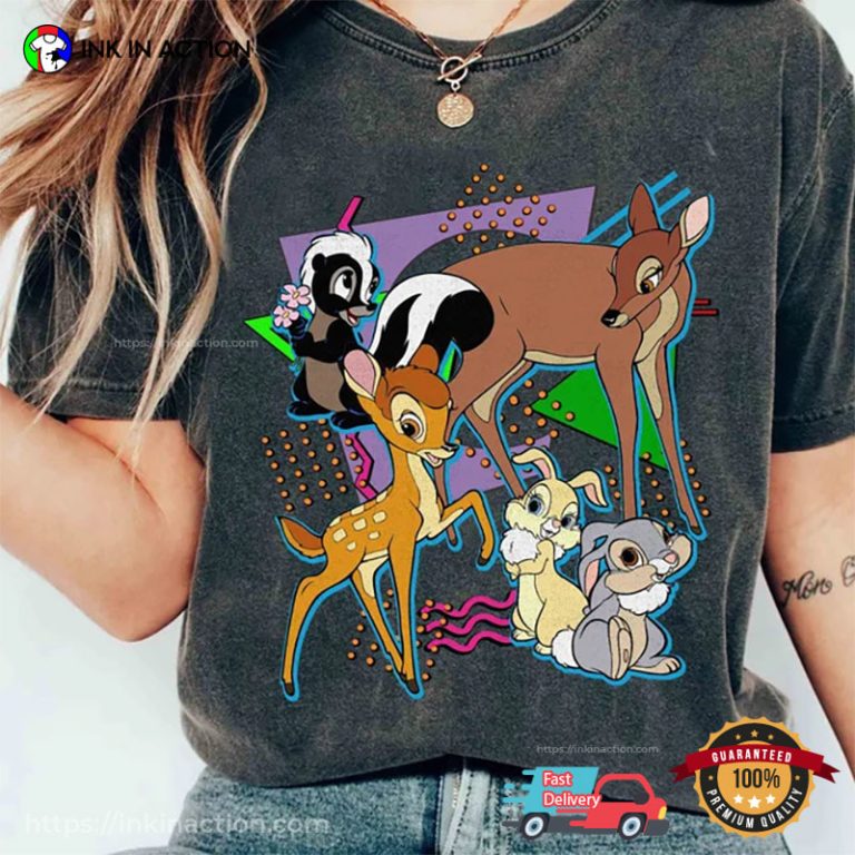 Retro 90s Style Disney Bambi 1942 Characters Group Shot Shirt - Print ...