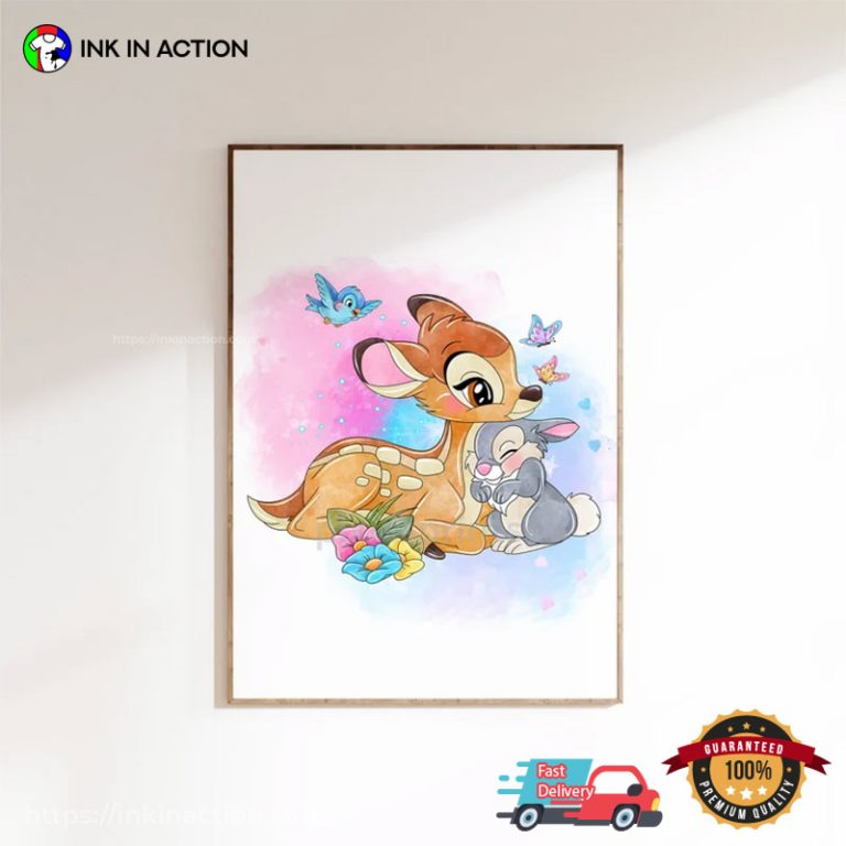Bambi And Thumper Butterflies and Birds Wall Art Kids - Print your ...