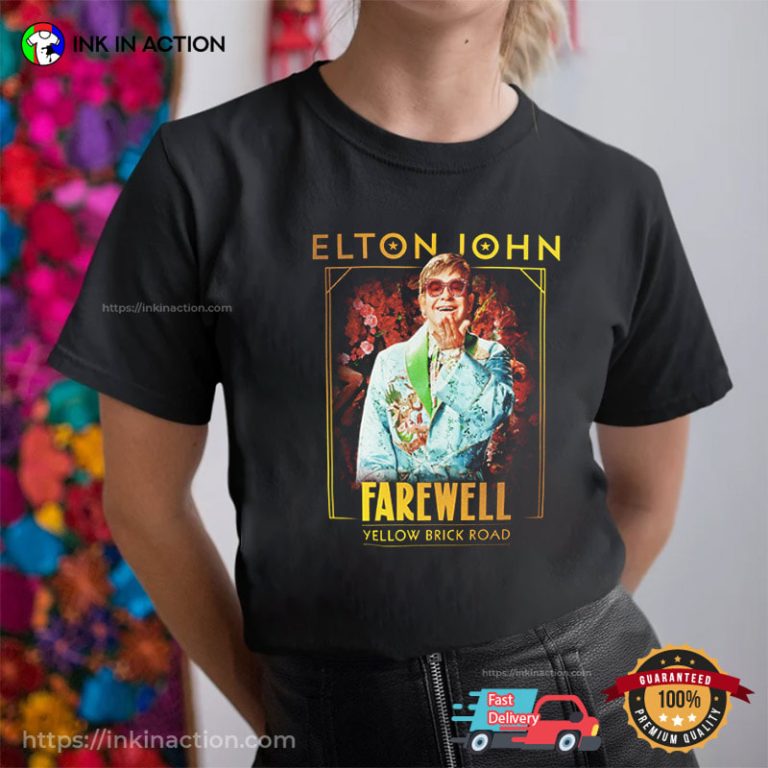 Elton John Yellow Brick Road Tour Flower Portrait T-Shirt - Ink In Action