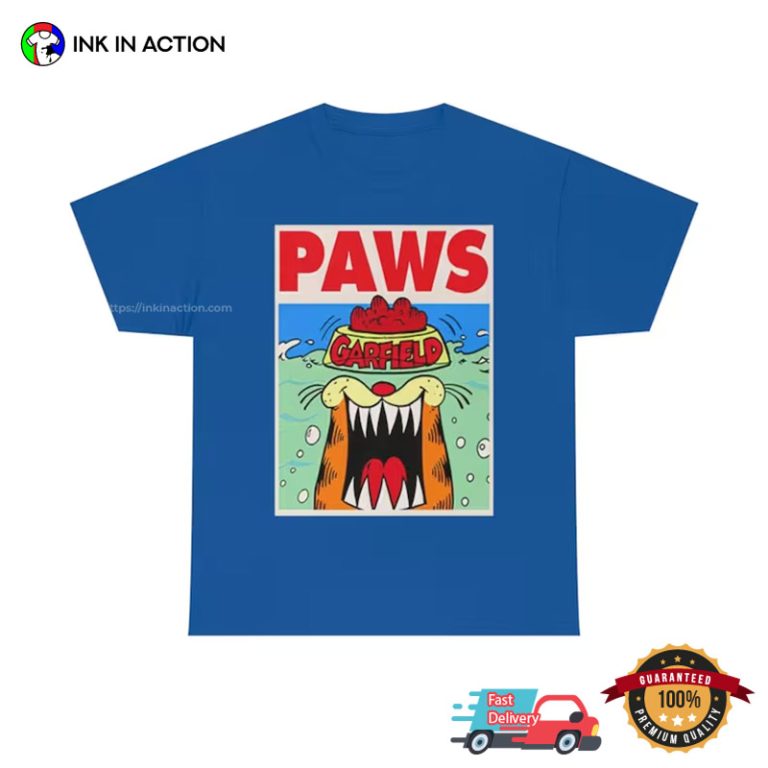 Funny Garfield Paws Jaws Movie T-Shirt - Ink In Action