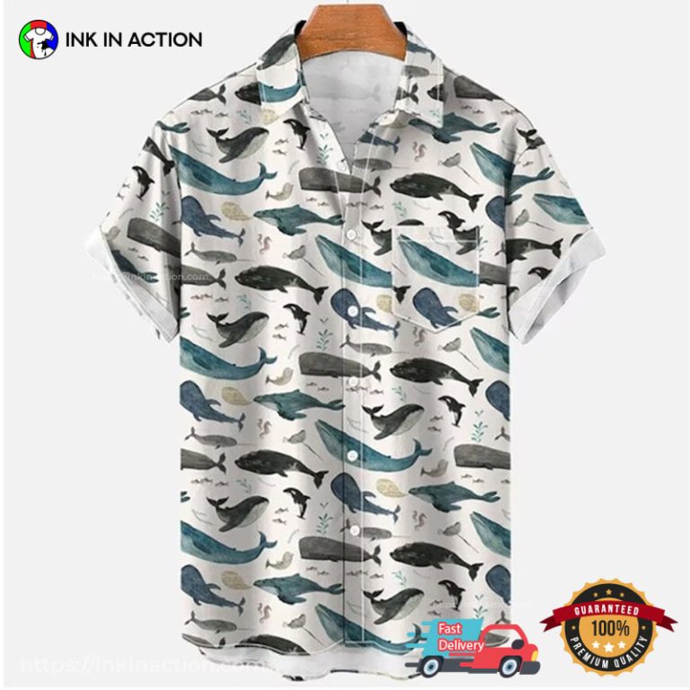 Marine Mammals, Whale Fish, Giant Sea Creatures Hawalili Shirts - Print ...