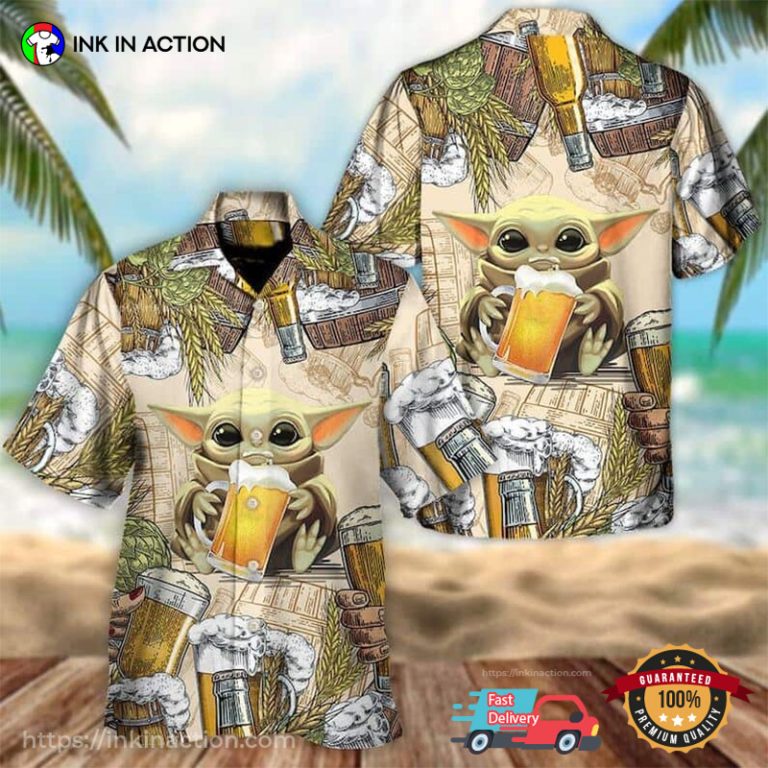 Star Wars Green Guy Baby Yoda And Wheat Beer Hawaiian Shirts - Print ...