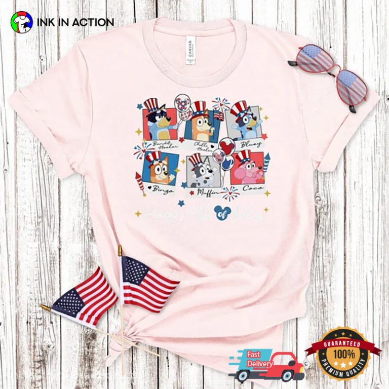 Bluey Bingo 4th Of July Fireworks Shirt, Bluey The Independence Day ...