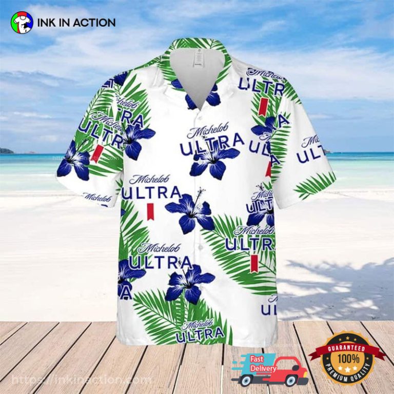 Michelob Ultra Beer Hawaiian Shirt Hibiscus Flower Pattern - Print your ...