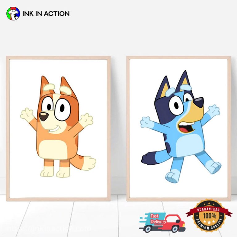 Bingo And Bluey Cartoon Poster - Print your thoughts. Tell your stories.