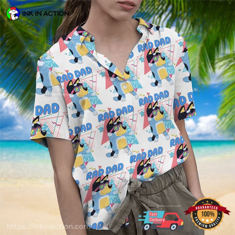 Bluey Dad Button Hawaiian Shirt - Print your thoughts. Tell your stories.