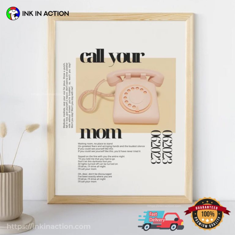 Call Your Mom Poster Lyric Art - Print your thoughts. Tell your stories.