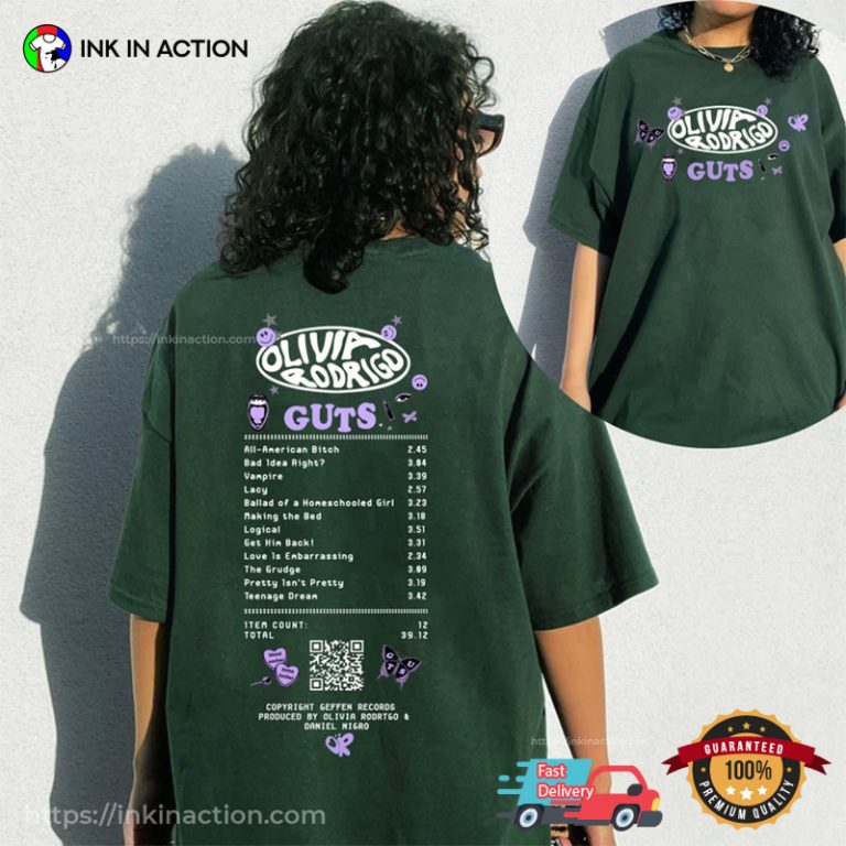 Olivia Rodrigo GUTS Tracklist Comfort Colors Tee - Print your thoughts ...