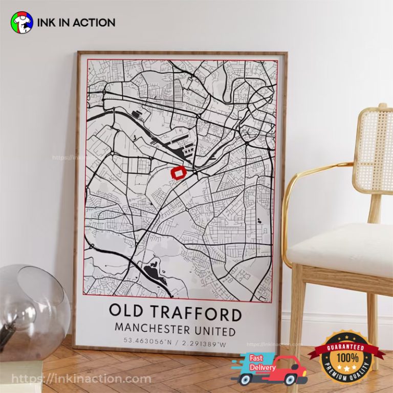 Old Trafford Map Manchester United Poster - Print your thoughts. Tell ...