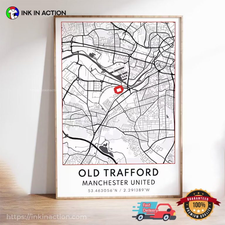 Old Trafford Map Manchester United Poster - Print your thoughts. Tell ...