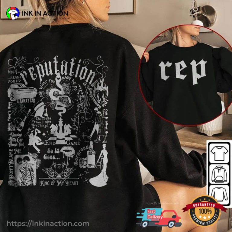 Rep Reputation Taylor Swift Album Tracklist 2 Sided T-Shirt - Print ...