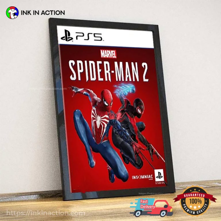 Spiderman 2 PS5 Game Poster, Spider Man Merch - Print your thoughts ...