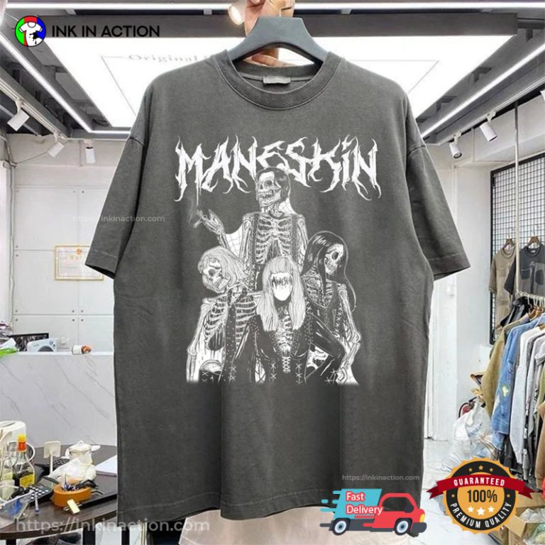 Maneskin Band Skeleton Members Rock Comfort Colors Tee - Print your ...