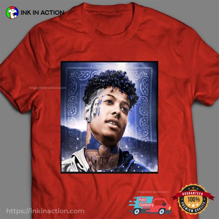 Rapper Blueface Hip Hop Style Portrait T-shirt - Print your thoughts ...