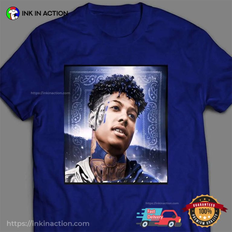 Rapper Blueface Hip Hop Style Portrait T-shirt - Print your thoughts ...