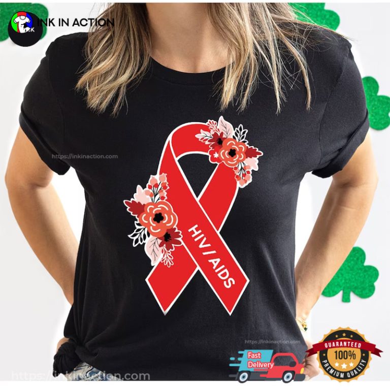 HIVAIDS Red Ribbon For Cancer Fighter Tee, World HIV Aids Day - Print ...