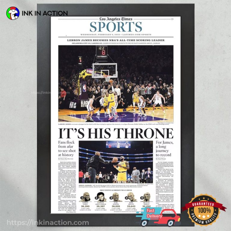 It's His Throne Lebron James 2023 Newspaper Wall Art - Print your ...