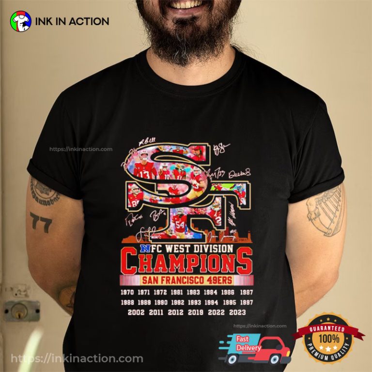 NFC West Division Champion 49ers Signatures T-Shirt - Print your ...