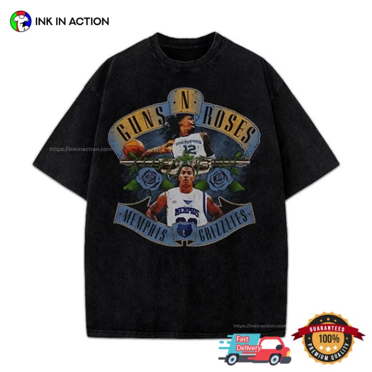 Ja Morant & Derrick Rose Guns N Roses Vintage Memphis Grizzlies T-Shirt ...