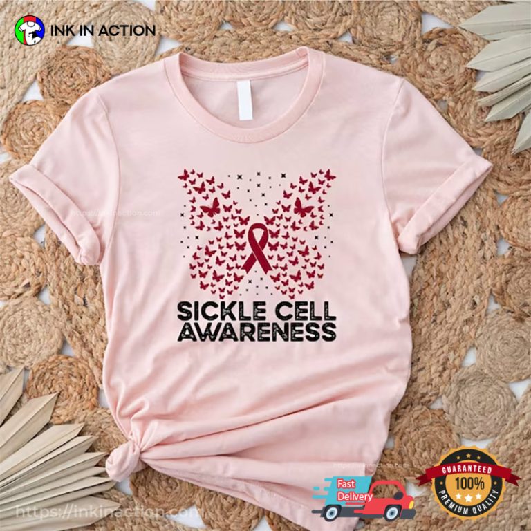 Sickle Cell Awareness Butterfly Ribbons T-Shirt - Print your thoughts ...