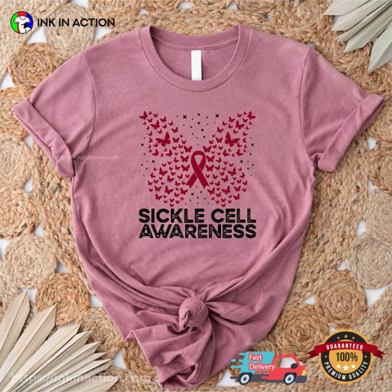 Sickle Cell Awareness Butterfly Ribbons T-Shirt - Print your thoughts ...