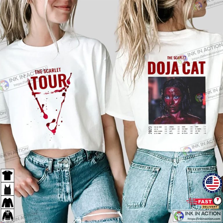The Scarlet Doja Cat Tour 2023 Scary Graphic 2 Sided Tee - Print your ...