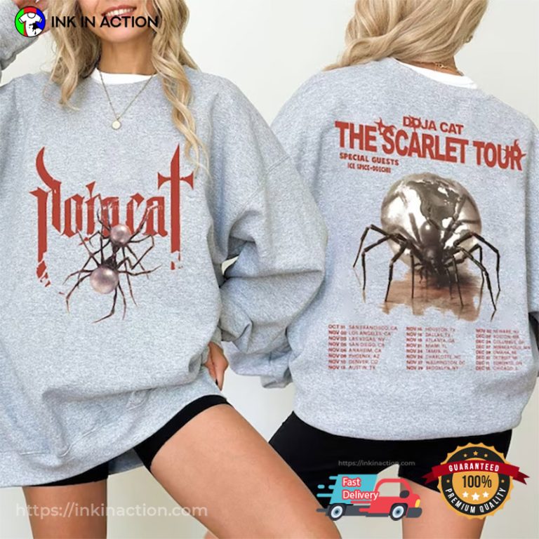 The Scarlet Tour 2023 Schedule 2 Sided T-Shirt, Doja Cat Tour Merch ...