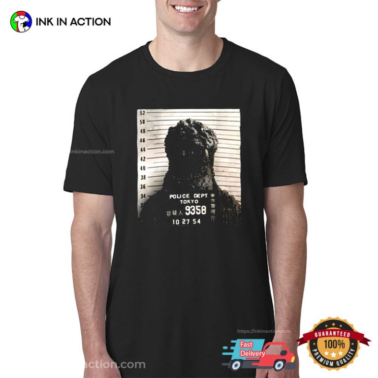 Godzilla King Of The Monsters Funny Mugshot T-Shirt - Print your ...