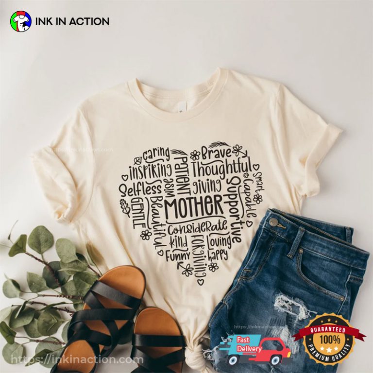 Virtues Mother Heart Adorable T-shirt, Happy Mommy Day Merch - Print ...