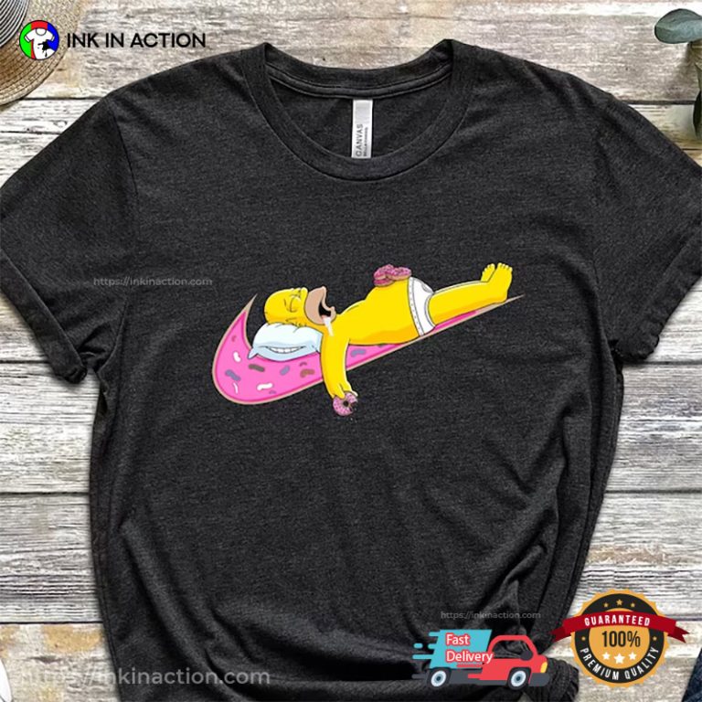 Homer The Simpsons Funny Nike Donut Comfort Colors T-shirt - Print your ...