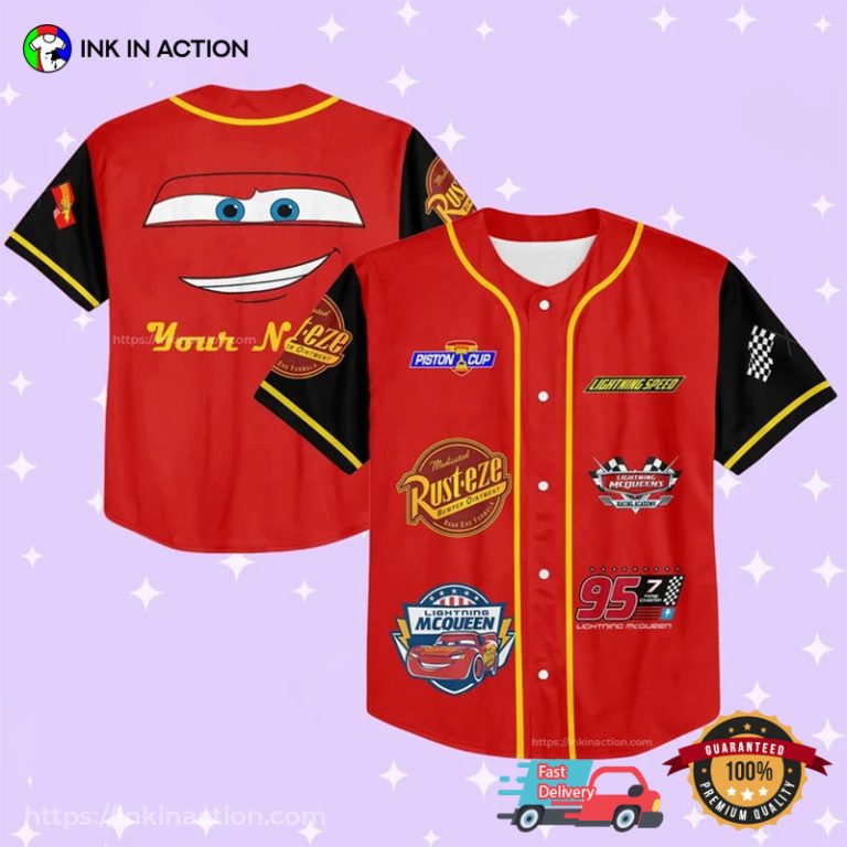 Customized Lightning Mcqueen Disney Cars Movie Baseball Jersey No.7 ...
