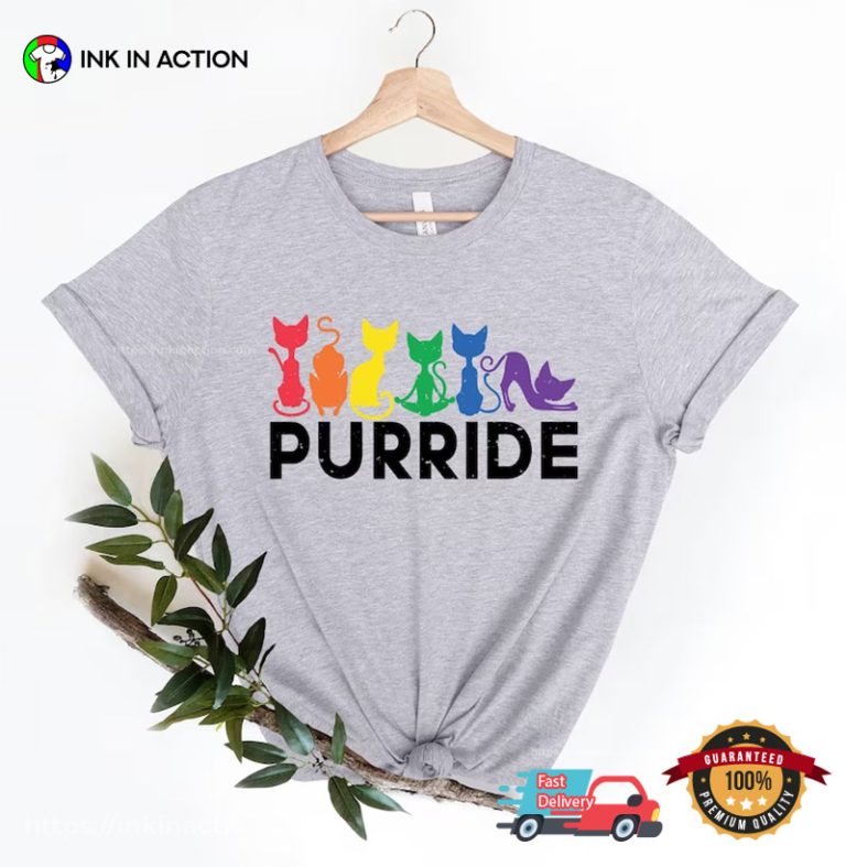 Purride LGBT Cat LGBTQ Rainbow Colors Comfort Colors Tee - Print your thoughts. Tell your stories.