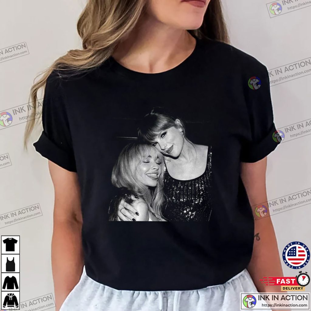 Sabrina Carpenter And Taylor Swift Retro BW T-shirt - Print your ...