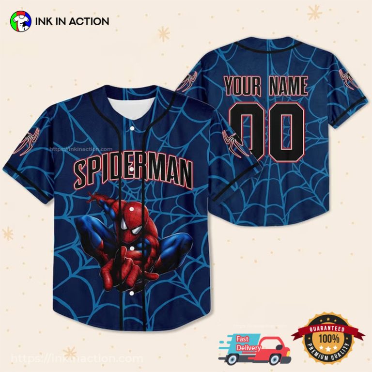 Personalize Disney Blue Ultimate Spider-Man Baseball Jersey - Print ...