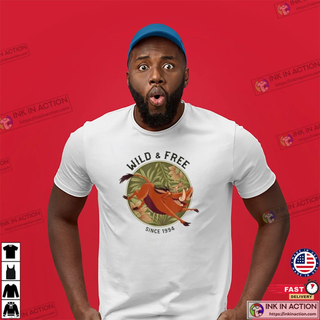 Disney The Lion King Timon Pumbaa Wild & Free Since 1994 T-Shirt ...